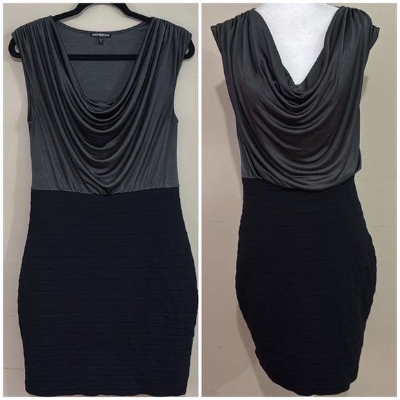 Express | Dresses | Express Draped Cow Neck Dark Graybottom Horizontal ...